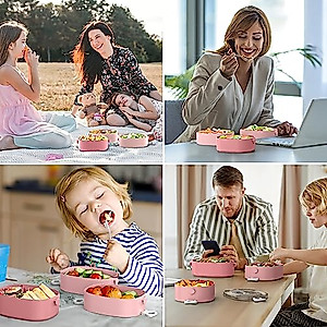 KHOXU Bento Lunch Box, Stackable 3 Layers Bento Box Adult Lunch Box, 94OZ Large Capacity Lunch Containers, Lunch Box Kids with Accessories Kit , Leak-Proof, Food-Safe Materials, Pink
