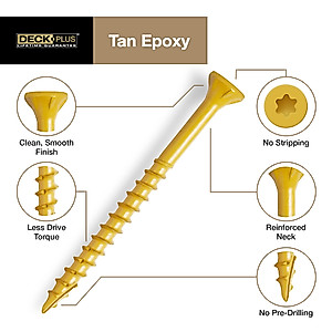 Deck Plus 48419 Wood Screws #10 x 3", Tan, 5lb Box