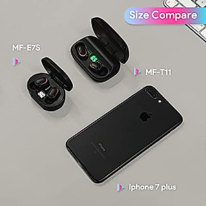 MIUMIUPOP Wireless Bluetooth Earbuds, Mini Size with LED Display? Immersive Bass Stereo Noise Cancelling Headphones, Headset for Sports, Home, Work Black (Black)