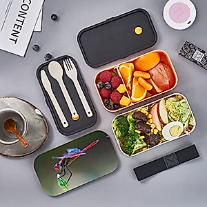 KOOLR Red Dragonfly Print Bento Box Adult Lunch Box With 2 Compartments Stackable For Work Picnic Leak Proof Bento Box