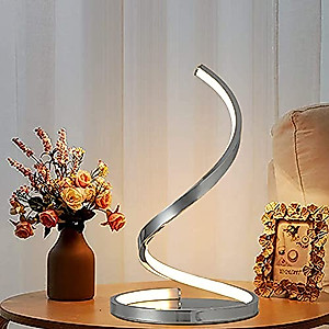 KARMIQI Dimmable LED Table Lamp for Bedroom, 9W Touch Control Table Lamp, Modern Spiral Bedside Nightstand Lamp for Living Room