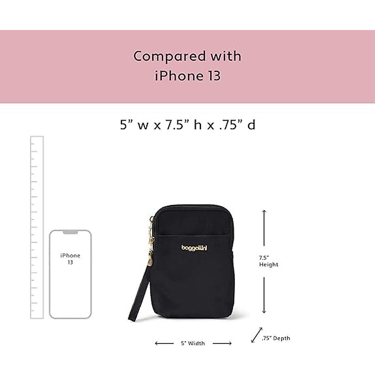 Baggallini Womens - Small Travel Bag With Blocking Sleeves Water-resistant Lightweight Mini Purse Take Two RFID Bryant Crossbody, Portobello Shimmer