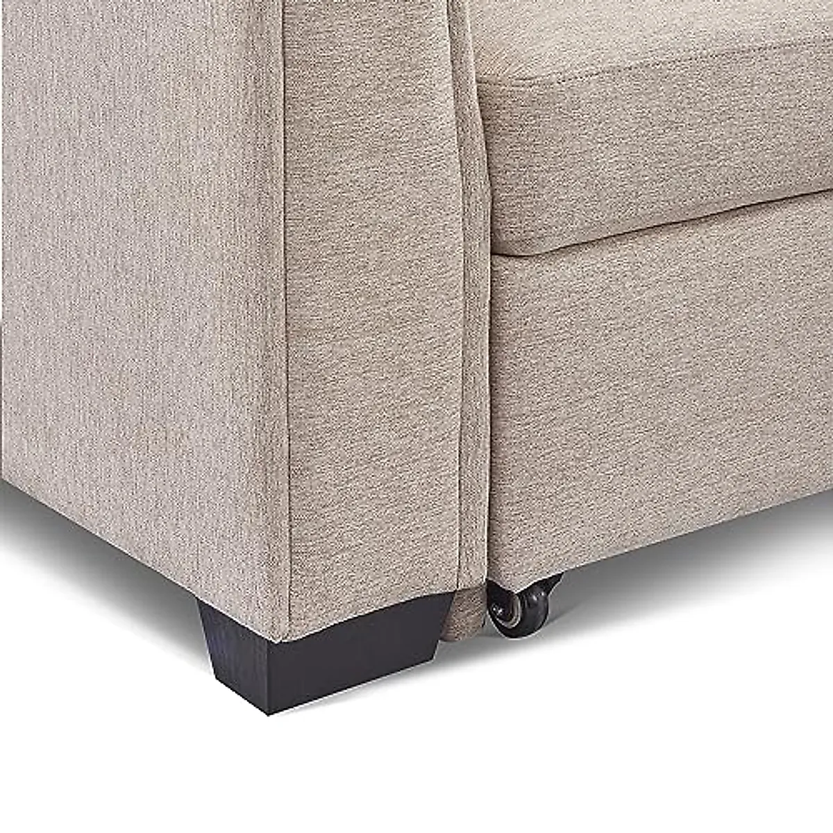 American Furniture Classics Beige Tufted Sectional Chaise Sofa Sleeper with Storage, 92" x 59" x 36"