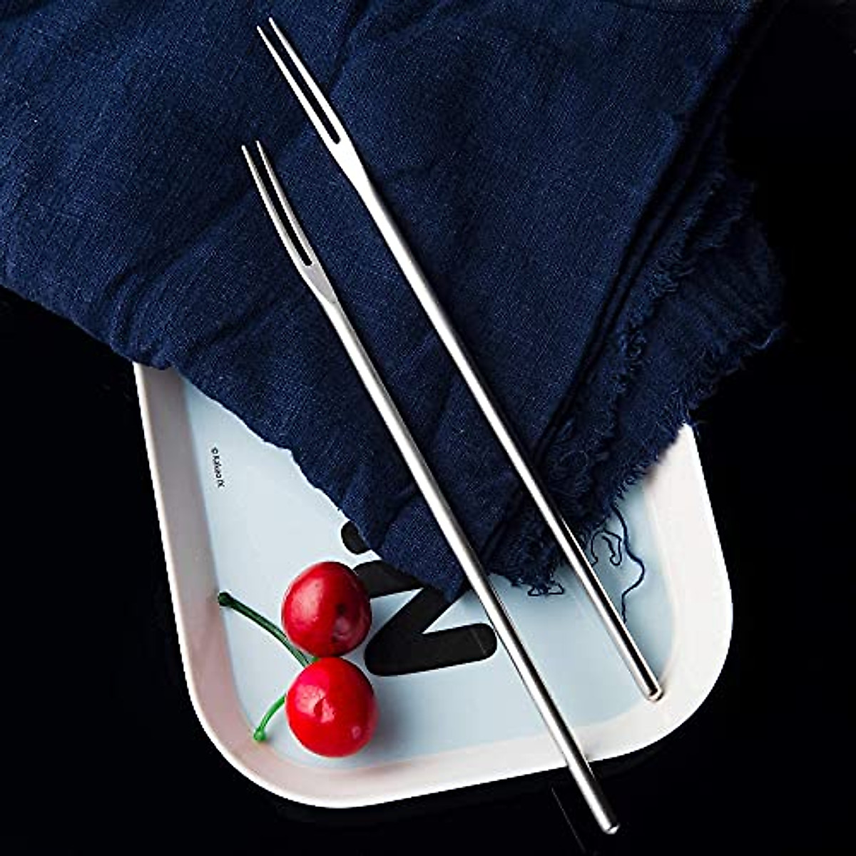 IMEEA Pickle Forks 8.85-Inch Long Handle Olive Fork Picks SUS304 Stainless Steel Pickle Forks for Jar, Set of 2