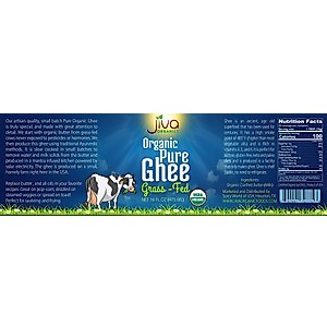 Organic Grass Fed Ghee 16 Ounce - Mantra Infused, Traditional Ayurvedic Method - Non GMO Pasture Raised - By Jiva Organics