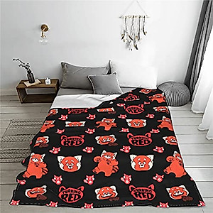 Panda Red Blanket Throw Anime Blanket Ultra Soft Lightweight Cozy Warm Microfiber Fuzzy Blanket for Bed Couch Living Room All Seasons 50"X40"