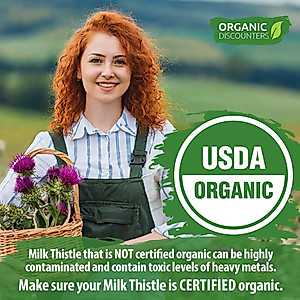 Organic Discounters Milk Thistle Capsules, 280 Count, 7500 mg Strength, Potent 30:1 Extract, USDA Certified Organic, Rich in Silymarin Flavonoids, Vegan, Non-GMO and All-Natural