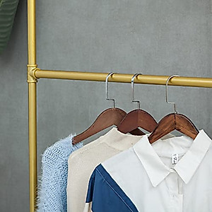 CIVANA 2 Tiers Iron Pipe Clothing Rack, Garment Display Shelf, Commercial Clothes Hanger, Retail Cloth Hanging Bar, Steampunk Style, Gold, 78.7inch