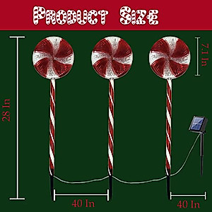 Fcysy Solar Christmas Lights Outdoor Decorations, Red and White Lollipop Outside Solar Powered Xmas Pathway Lights, Waterproof Christmas Yard Walkway Stake Lights for Holiday Lawn Garden Patio Décor