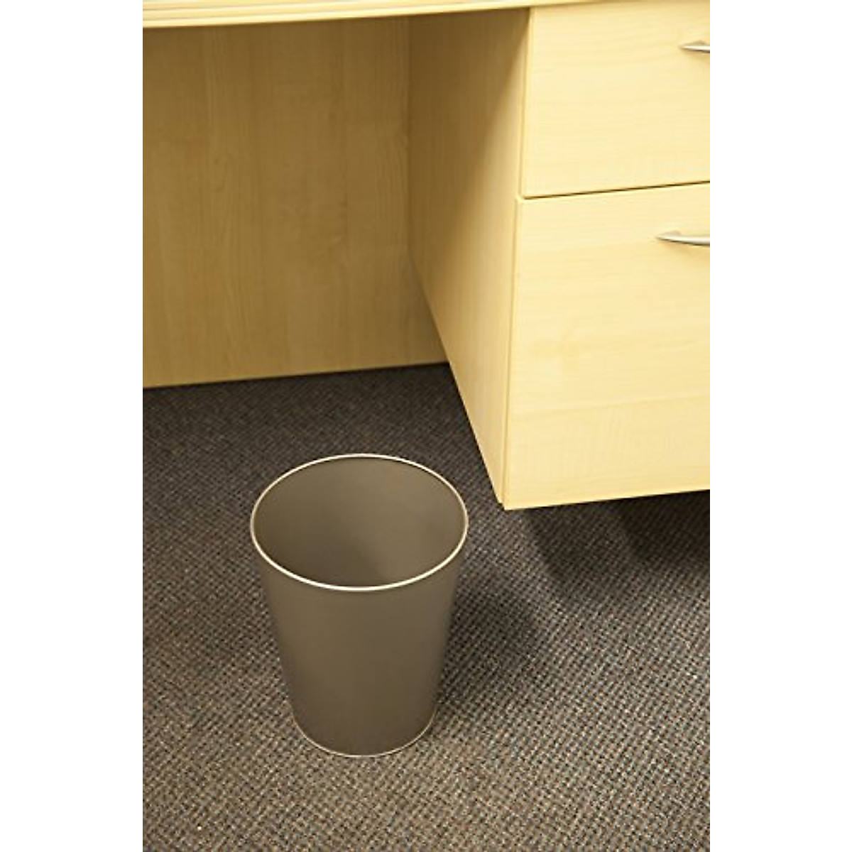 Kenney Rust-Resistant Metal Waste Paper Basket, 1.3 Gallon, Polished Pewter