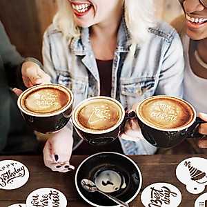 20 Pieces Cake Stencil Templates Decoration Cookie Stencil for Birthday Cookies Baking Stencil Painting Templates Reusable Stencil Painting Mold Tools, Dessert, Coffee Decorating Mold(Cake Style)