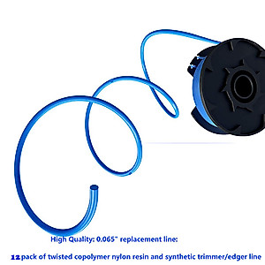 LEIMO KPARTS 0.065 String Trimmer Spool Line for Ryobi One+ AC14RL3A, 0.065" Autofeed Replacement Spools for Ryobi 18V, 24V, and 40V Cordless Trimmers (12 Pack)
