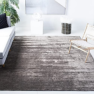 SAFAVIEH Mirage Collection 8' x 10' Brown / Charcoal MIR801B Handmade Modern Viscose Area Rug