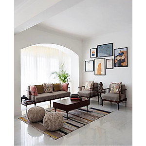 WOVEN ST. Hand-Knitted Cotton Pouf - 100% Cotton - Ottomans Footrest - Floor Chair - for Living Room, Bedroom, Kids Room - Small Furniture Indoor Pouf - 18’’ x 18’’ x 14’’ - Natural