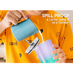 Meoky Double Wall Stainless Steel Iced Coffee Sleeve Reusable, One Size Fits All Coffee Sleeve for Starbucks, Dunkin Donuts, McDonalds (16-24oz, Glitter Lavender)