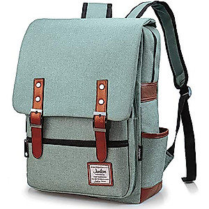 Junlion Vintage Laptop Backpack Gift for Women Men, School College Slim Backpack Fits 15.6 inch Macbook Green