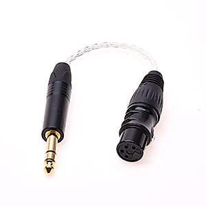 GAGACOCC 8 Cores Braid Pcocc Silver Plated Cable 1/4 6.35mm Male to 4-pin XLR Female Balanced Cable Hi-end Headphone Audio Adapter