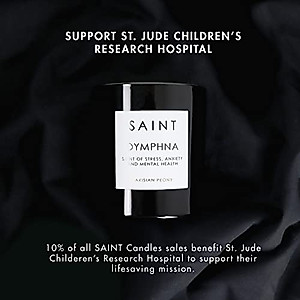 SAINT Dymphna Scented Candle with Prayer, Prayer Coin, and Holy Oil, Saint of Stress, Anxiety, and Mental Health, Soy Coconut Aromatherapy Candle with 50 Hour Burn Time