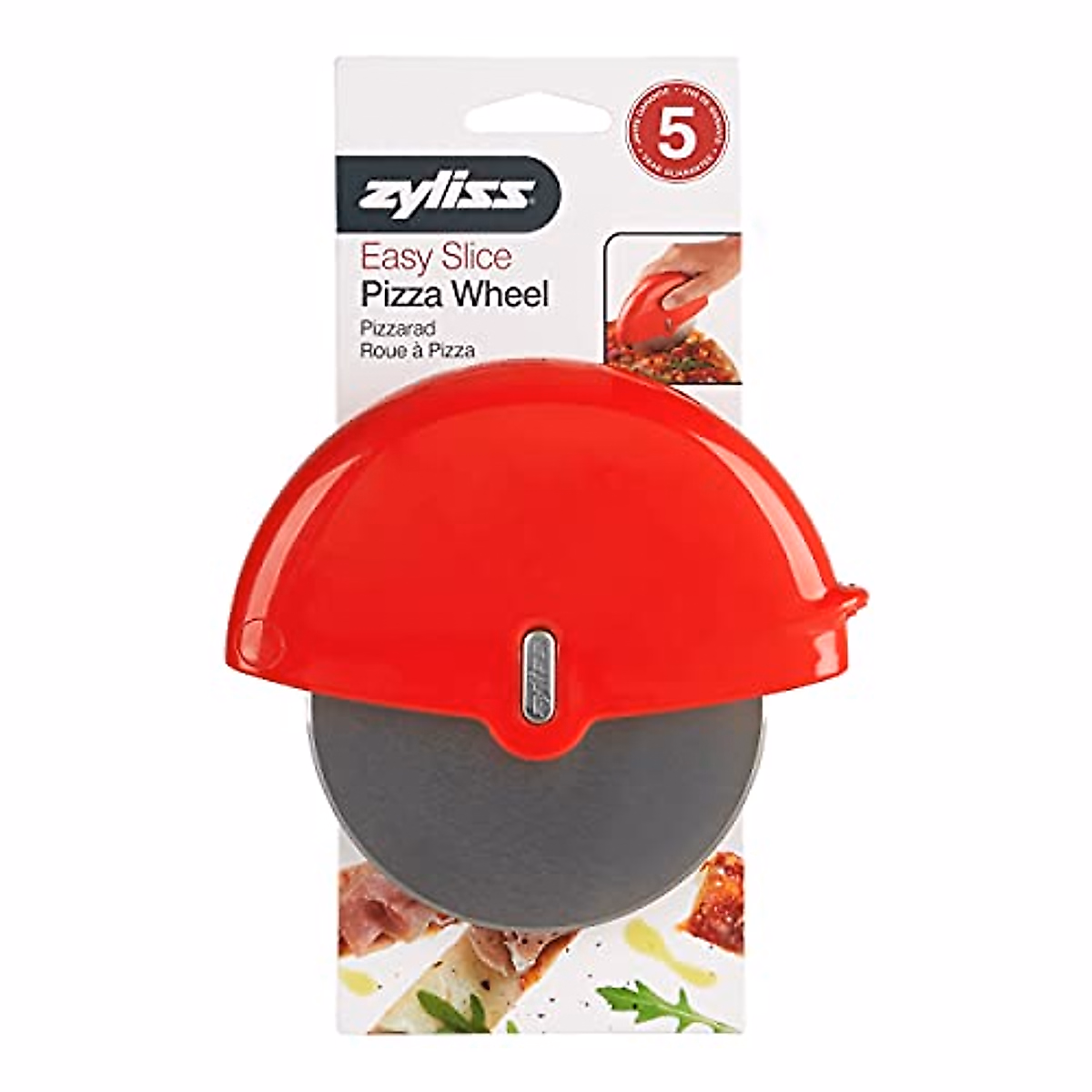 Zyliss Pizza Wheel - Handheld Pizza Cutter with Removable Blade - Plastic Pizza Cutter with Stainless Steel Blade - Kitchen Tool and Gadget for Right- and Left-Handed Use - Dishwasher Safe
