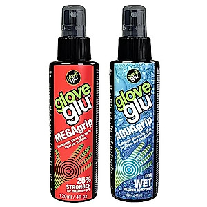gloveglu MEGAgrip+ AQUAgrip Goalkeeper Glove Grip Spray Bundle. Contains gloveglu MEGAgrip 120ml + gloveglu AQUAgrip 120ml