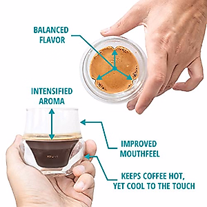 KRUVE PROPEL Espresso Glass, Hand Made, Double-wall, Clear, 2.5oz, Scientific Design (set of two)