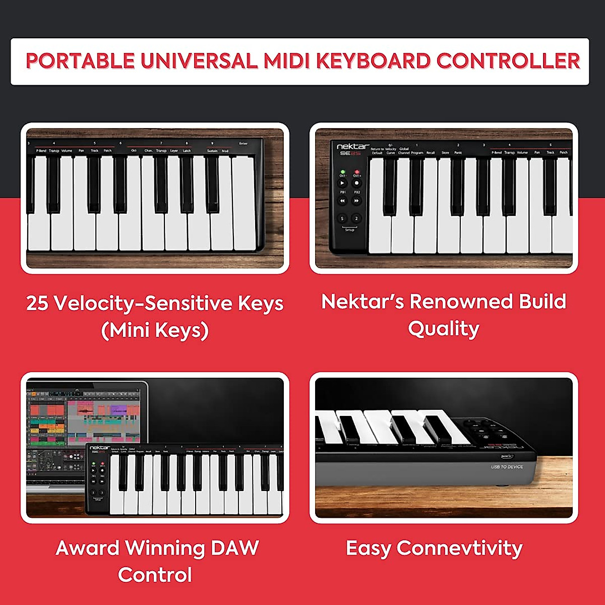 Nektar SE25 | USB MIDI Controller Keyboard with Nektar DAW Integration Black