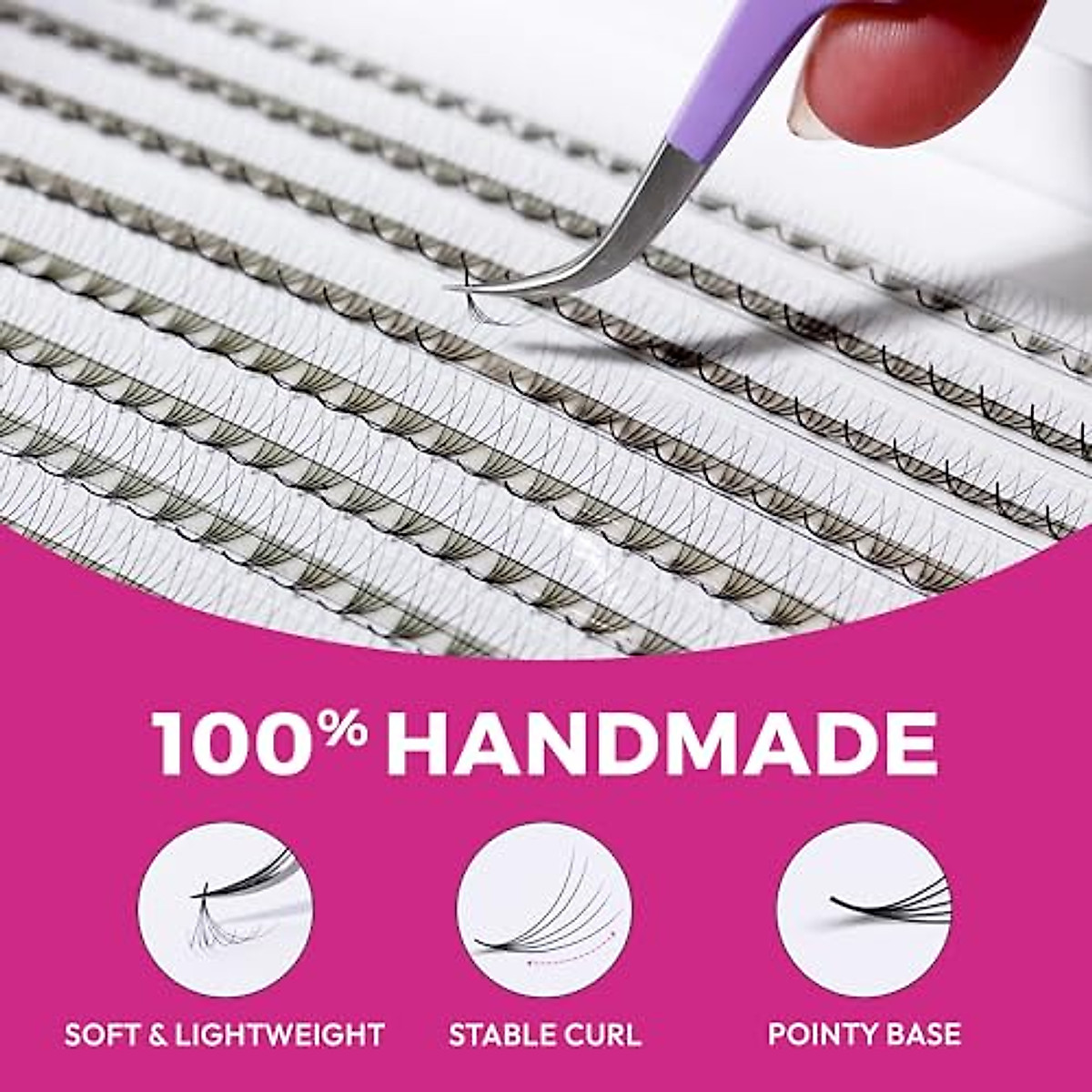 Eyesy Lash 1200 Easy Promade Fans - 5D 0.07 Curl C Mixed Lengths 8-16mm - Ultra Speed 40 Lines Eyelash Trays Volume Premade Lash Fans Handmade Pre Made Eyelash Extensions Fluffy Soft Pointy Base