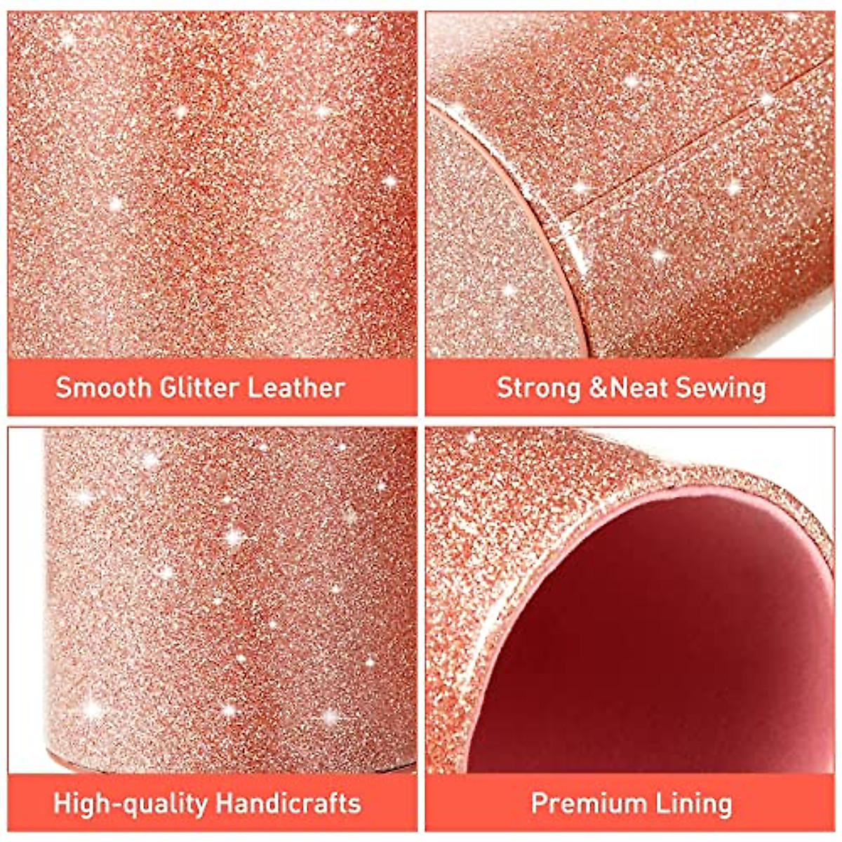 BBTO Rose Gold Pen Holder with 6 Pcs Bling Diamond Pens, Pencil Cups for Desk Glitter Bling Desk Organizer Makeup Brush Holder for Women Girls Classroom Offices Home, Rose Gold