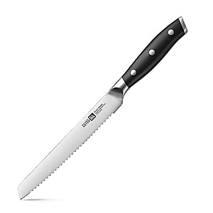 Klaus Meyer Stahl High Carbon Exclusive German Steel 6 inch Utility Serrated Knife (Black)