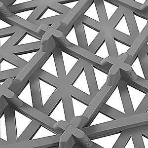 KEILEOHO 12 Pack 12 x 12 Inch Interlocking PVC Floor Tiles, Modular Interlocking Cushion Mats, Pool Drain Tiles Anti Slip Bathtub Mats with Drain Holes for Wet Area Patio Deck Balcony, Grey