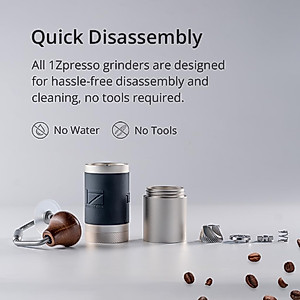 1Zpresso J Manual Coffee Grinder Silver Capacity 35g with Assembly Stainless Steel Conical Burr - Numerical Internal Adjustable Setting