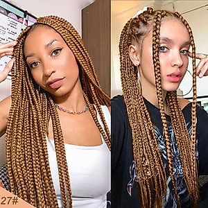 27 Braiding Hair Pre Stretched 26 inch 8 packs Honey Blonde Braiding Hair for Braids Professional Soft Yaki Synthetic Braids Hair Extension Hot Water Setting