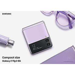 Samsung Galaxy Z Flip 3 5G T-Mobile Locked Android Cell Phone US Version Smartphone Flex Mode Intuitive Camera Compact 128GB Storage US Warranty (Renewed) (Lavender)