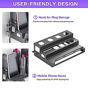 Wall Mount Holder for Dyson Airwrap Styler Curling Iron Accessories, 8-Holes Adhesive Bracket Organizer for Curling Barrels Brushes, Storage Rack Stand for Home Bathroom Hair Salon Barber Shop (Gray)