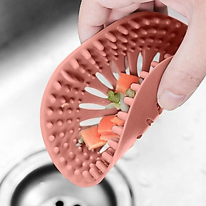 Shower Drain Hair Catcher, Durable Silicone Hair Stopper Easy to Install and Clean for Bathroom Bathtub and Kitchen Pink, 13*13*1cm, AZ-P071-US1189777GJIPBBE