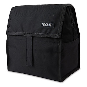 PackIt Freezable Lunch Bag with Zip Closure, Black