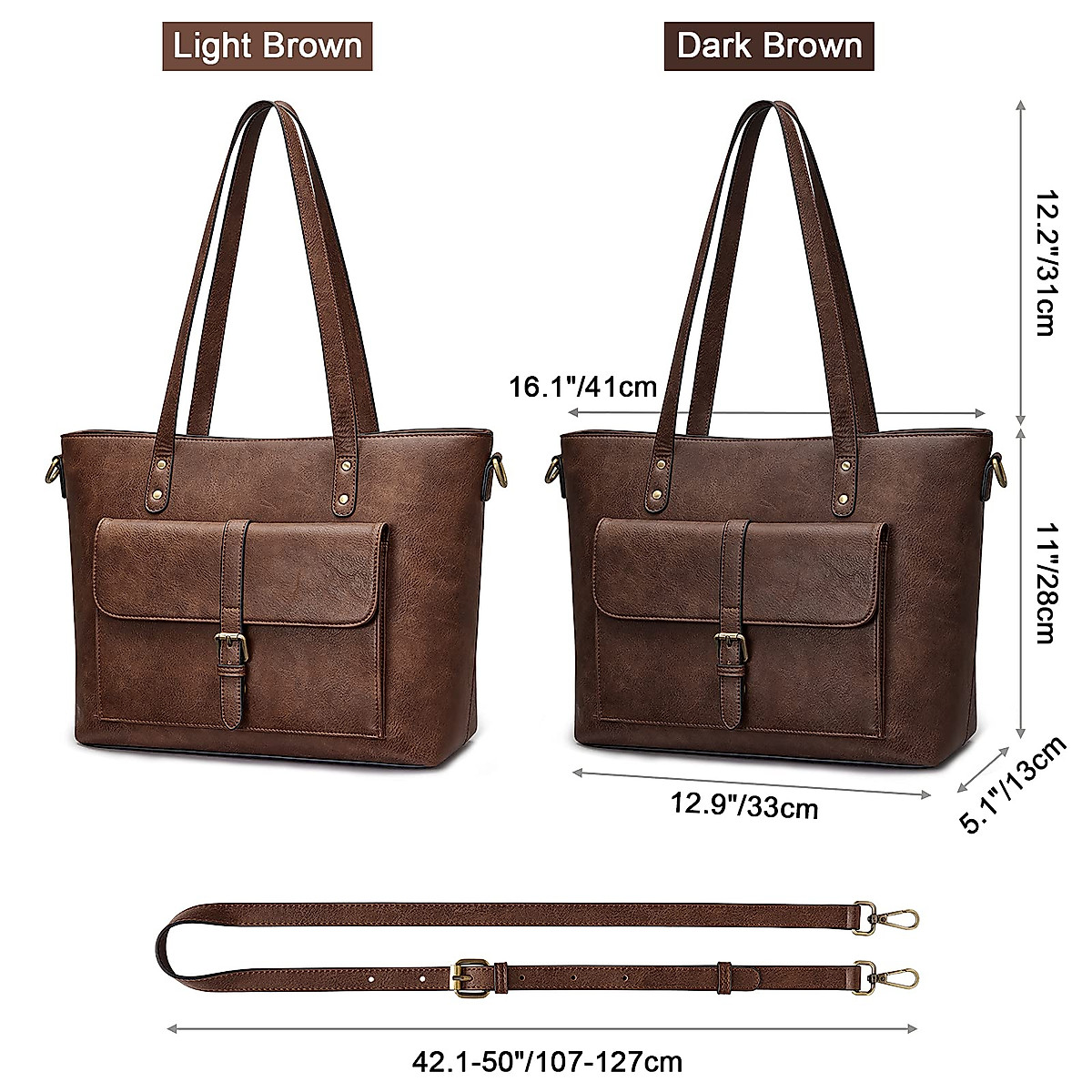 S-ZONE Women Tote Bag Large Work Handbag Top Handle Satchel Shoulder Purse