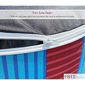 Outdoor Inflatable Ottoman Red Round 21x9 Inch Stripe Pattern Patio Foot Stools and Ottomans Portable Footrest