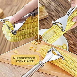 2 Pcs Corn Peeler Corn Planer Thresher Stainless Steel Corn Peeler for Corn On the Cob Corn Kernel Remover Tool Magic Corn Stripper Tool Corn Cutter Corn Scraper with Ergonomic Handle for Kitchen