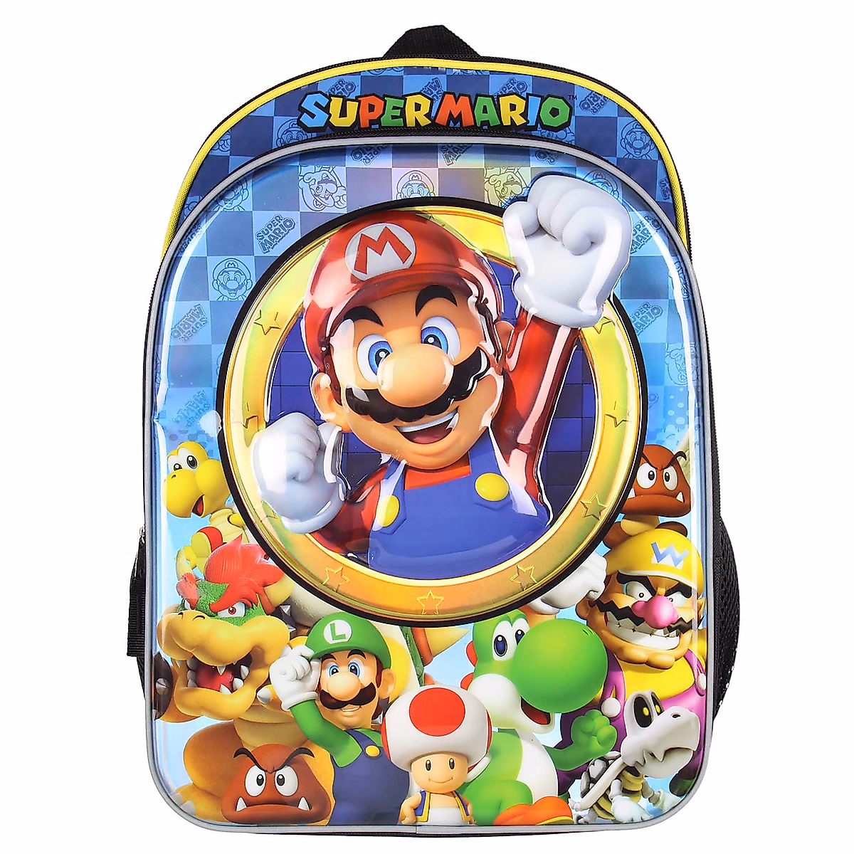Nintendo Super Mario Bros All Over Character Molded Iridescent 16" Backpack