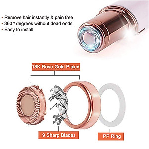 PcleasureCD Facial Hair Remover Replacement Heads,Fit all Hair Remover for Women,Painless Facial Hair Remover Blade with Cleaning Brush,Perfect Touch and Smooth Finishing,18K Gold-Plated