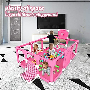 Baby playpen, Kids Baby Ball Pit, Playpen for Babies,Indoor & Outdoor Playpen for Babies and Toddlers, Infant Safety Gates with Breath (Pink)