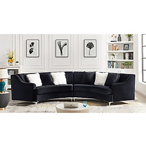Eafurn 6 Seaters Oversized Symmetrical Curved Modular Sectional Sofa,140.94" Velvet Semi Circular Couch with Metal Legs and Pillows, Deep Seat Tufted Corner Sofa&Couch Living Room Furniture Set