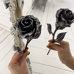 MakuliSmit 100% Hand Forged Iron Rose Sculpture - Gift of Everlasting Love - Wrought Steel Flower