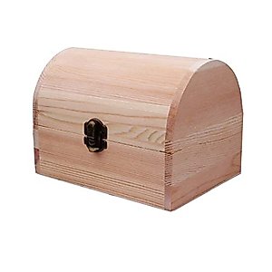 JHEUAYK Wooden Box with Hinged Lid and Front Clasp, Unpainted Wooden Storage Box with Arched Hinged Stash Boxs DIY Craft Gift Box, Three Size Options