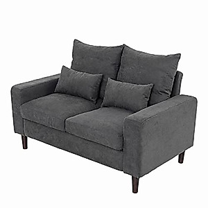 Panana 3 Piece Small Sofa Set, Sectional Sofa Loveseat with Ottoman for Small Space Living Room Apartment (Grey)