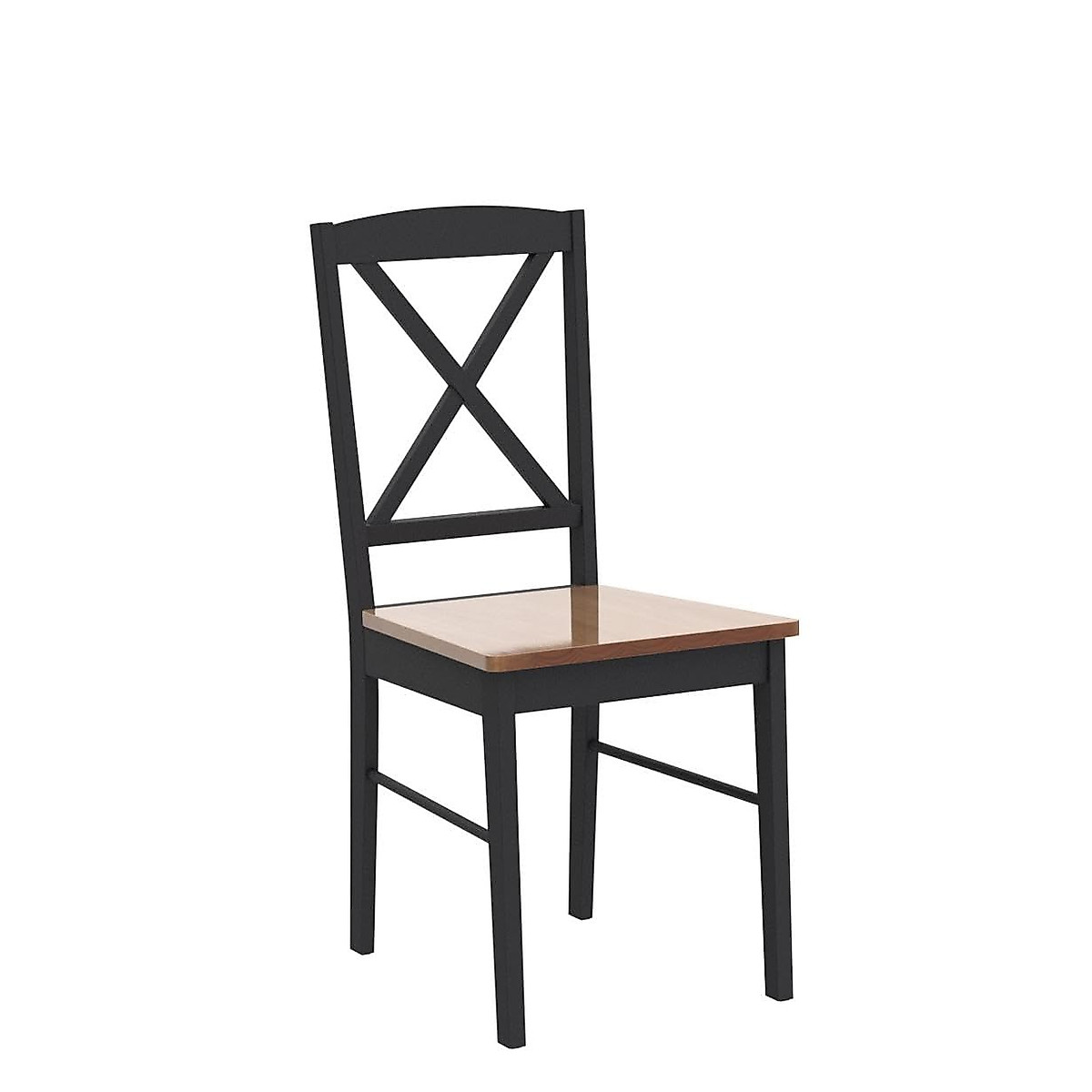 DUHOME Dining Chairs Set of 2 Wood Dining Room Chair with Cross Back, Kitchen Room Chair Side Chairs Nature Seat Black Base