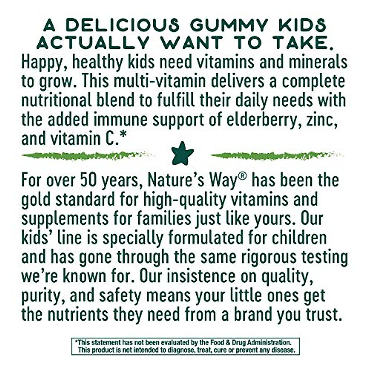 Nature’s Way Kids Happy & Healthy Multivitamin, Vitamin C, Zinc & Elderberry, 60 Gummies