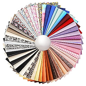 LOTOFUN 30 Pieces Random Colors Faux Leather Sheets 8X 6Inch Multiple Styles Mixed Glitter Grain Texture Embossed Leopard Pattern Printed Colored Leather for Earrings Making Hair Bow and Crafts DIY