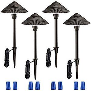 LEONLITE Low Voltage Landscape Lights, 3W 12V Pathway Lighting Wired, IP65 Waterproof Light for Yard Lawn, ETL Listed, Bronze Aluminum Housing, 3000K Warm White, Pack of 4